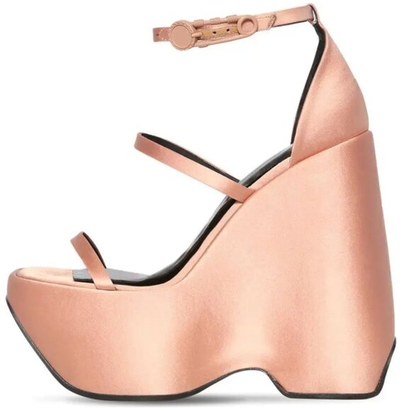 Shoes | Versace Knock Off Platform Wedge Satin Heel | Poshmark